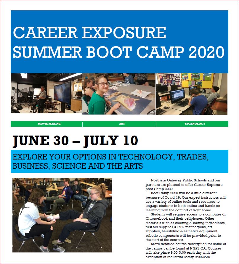Career Exposure Summer Boot Camp 2020 | Fox Creek School Career Exposure Summer Boot Camp 2020 | Fox Creek School