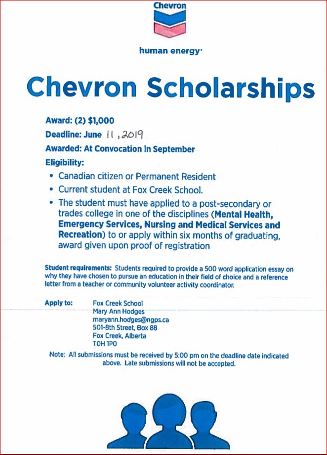 Chevron Scholarship 2019 | Fox Creek School Chevron Scholarship 2019 | Fox Creek School